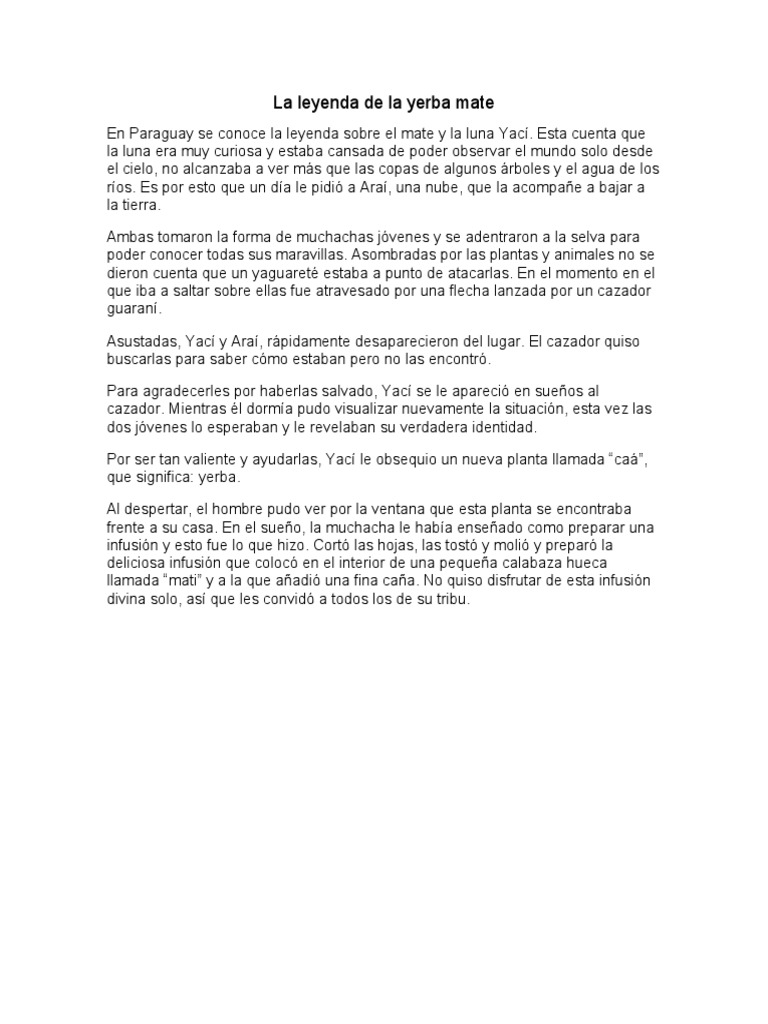 La Leyenda de La Yerba Mate | PDF