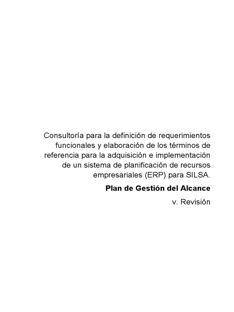 Plan de Gestión del Alcance ERP SILSA | PDF | Planificación de recursos ...