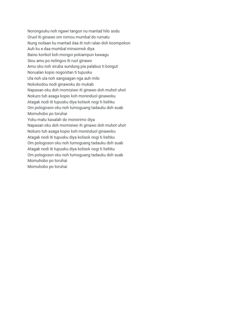 Lirik Lagu Momuhobo | PDF