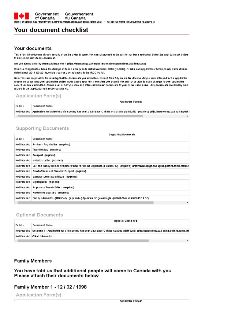 Your Document Checklist - Immigration, Refugees and Citizenship Canada ...