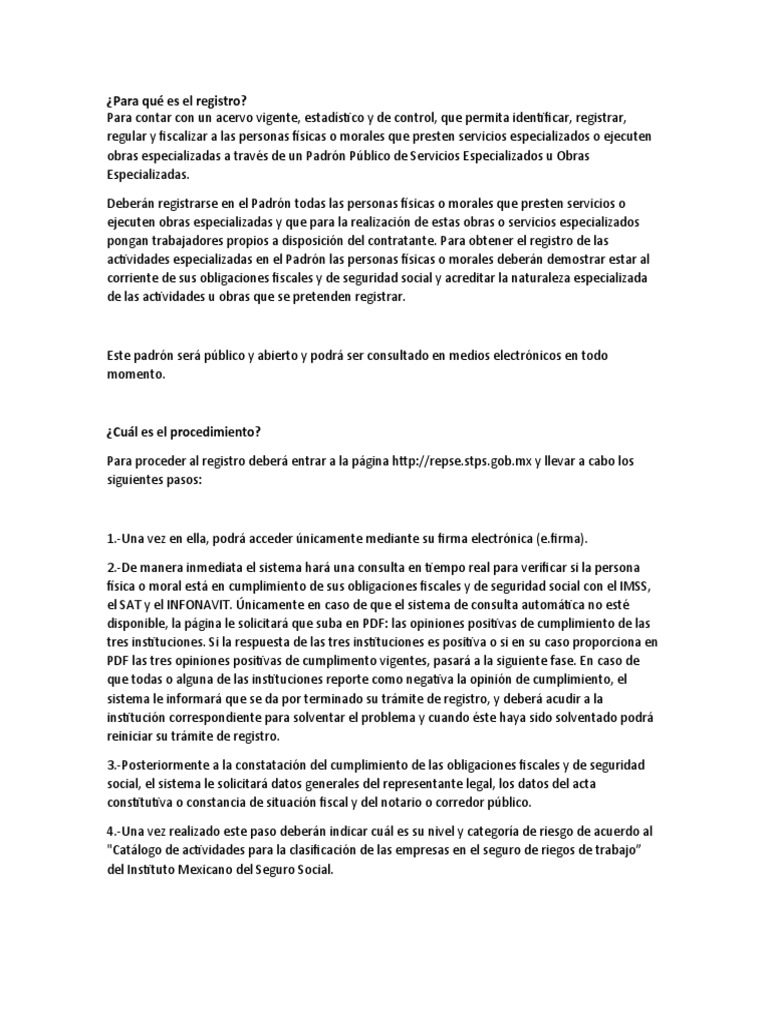 Guía para el Registro en REPSE | PDF | Finanzas y dinero | Derecho