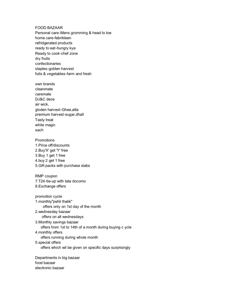 Food Bazaar | PDF | Retail | Grocery Store