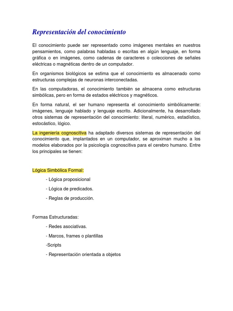 Representacion Del Conocimiento IA | PDF | Lógica de primer orden | Proposición