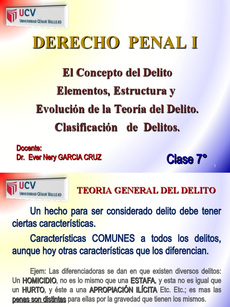 Sesion Nº7-C-Concepto Delito Elementos, Estructura y Evolución Teoría ...