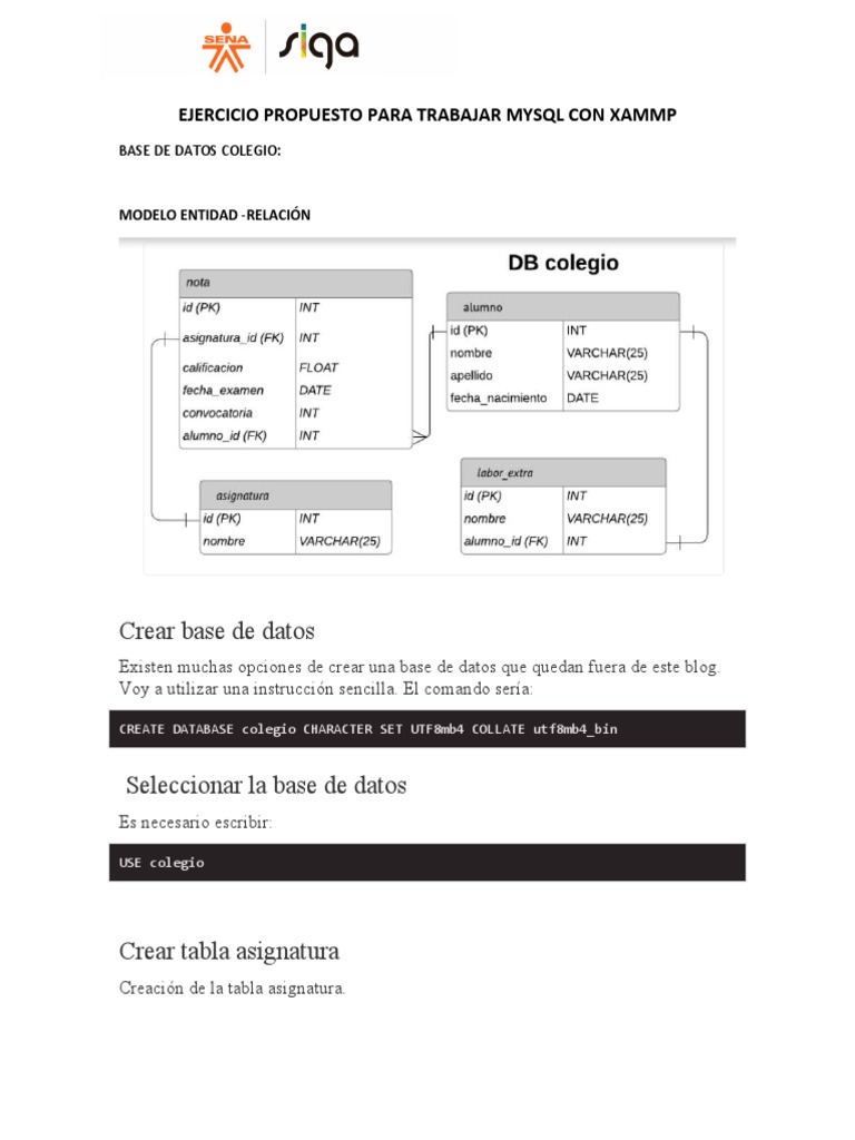 Ejercicio Propuesto SQL Phpmyadmin | PDF | Modelo de datos ...