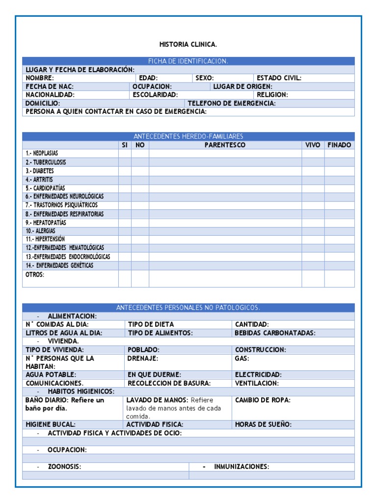 HISTORIA Clinica Modelo 1 | PDF | Medicina CLINICA | Especialidades Medicas