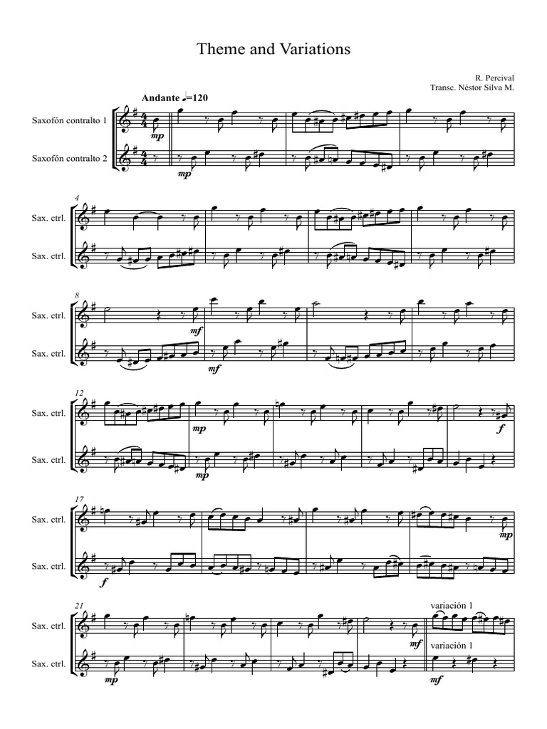 THEME AND VARIATIONS SAXs | PDF