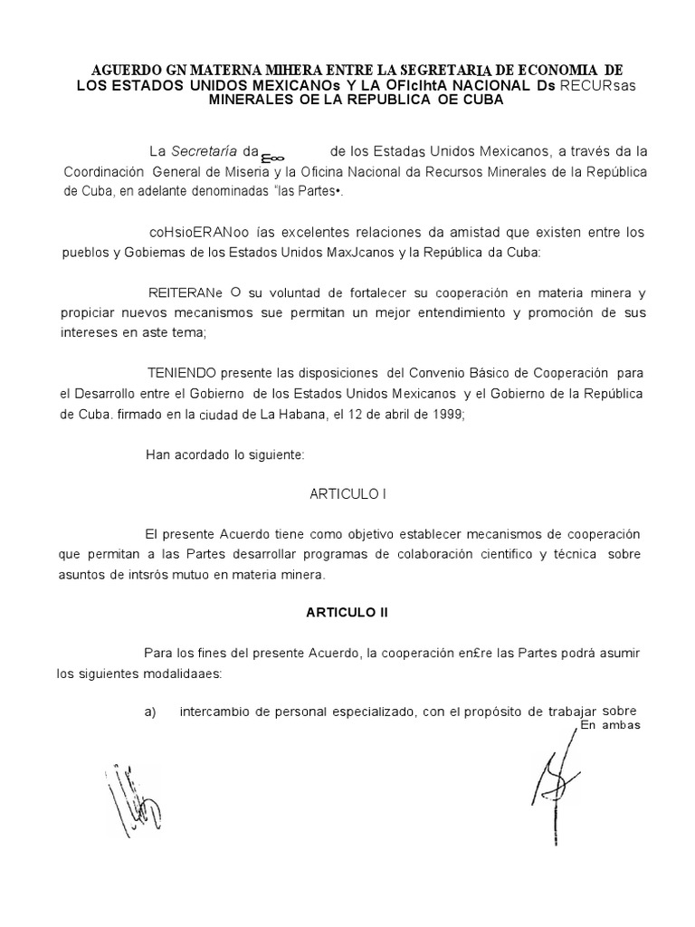 Convenio de Colaboraci N Cuba | PDF | Minería | Cuba