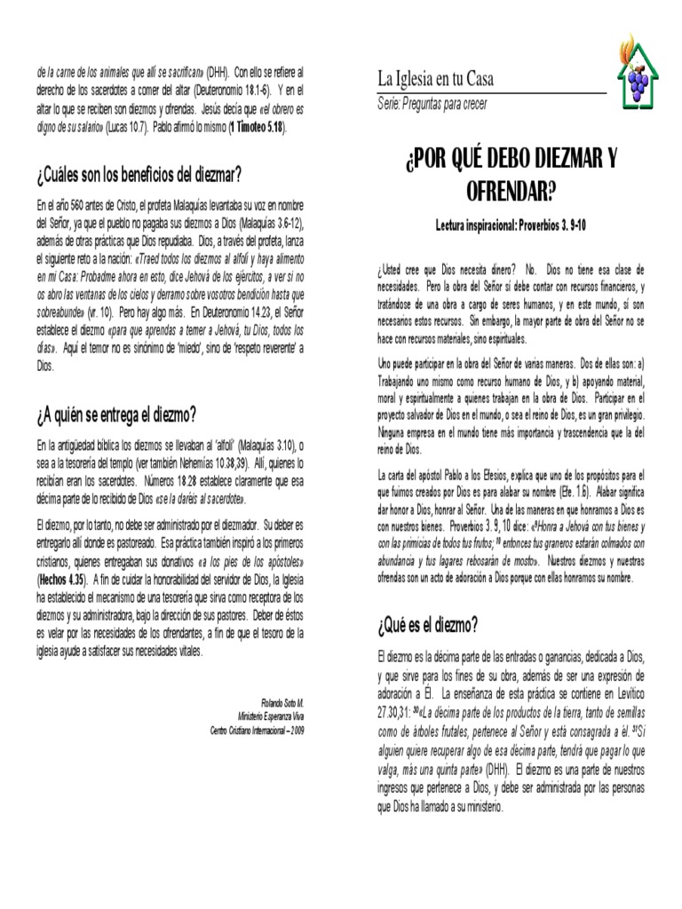 ¿Por Qué Debo Diezmar Y Ofrendar Por Qué Debo Diezmar Y Ofrendar? | PDF ...