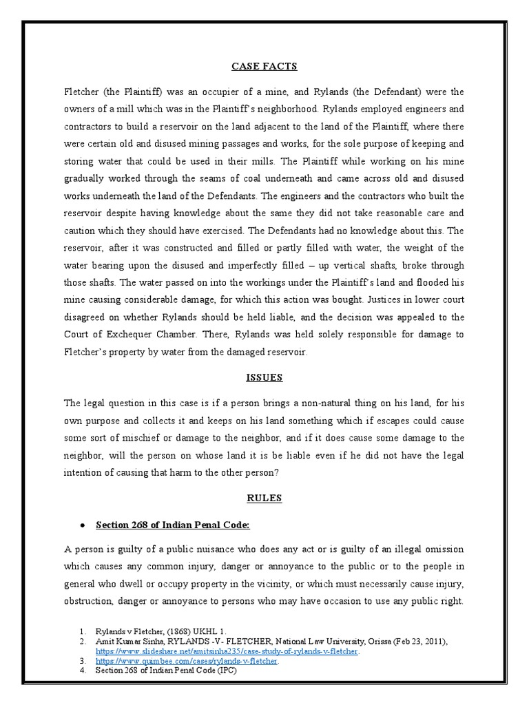 Rylands V Fletcher Pdf Strict Liability Public Law