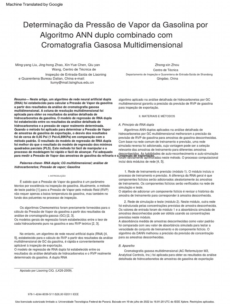 Determination of Vapour Pressure of Gasoline by Double ANN Algorithm ...