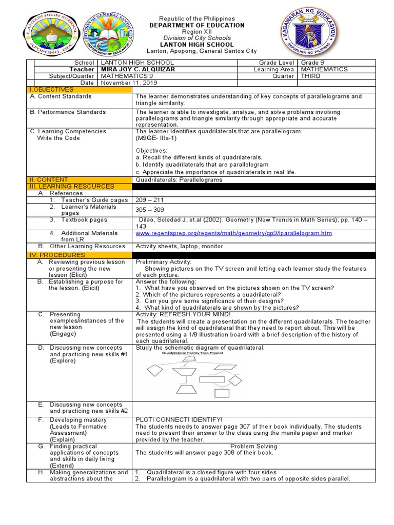 Grade 9 - Quadrilaterals | PDF | Rectangle | Learning