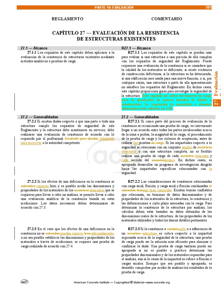 Capitulo 27-ACI-318-19-2019-07-Final-Spanish | PDF | Hormigón | Braguero