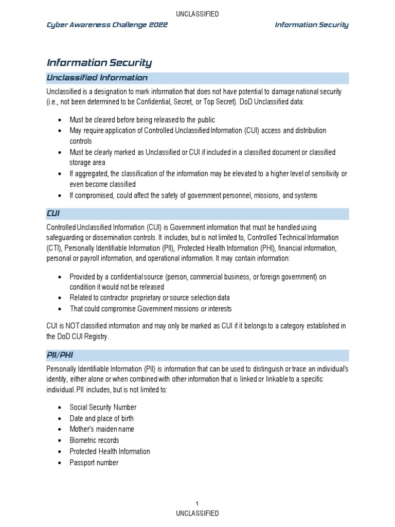 DISA CAC2022 InformationSecurity | PDF | Classified Information | Classified Information In The ...