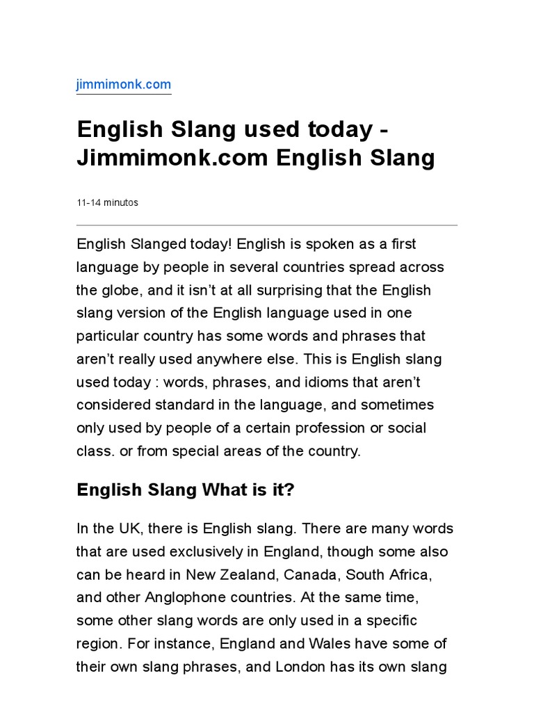 Modern British Slang Explained | PDF | English Language | Slang