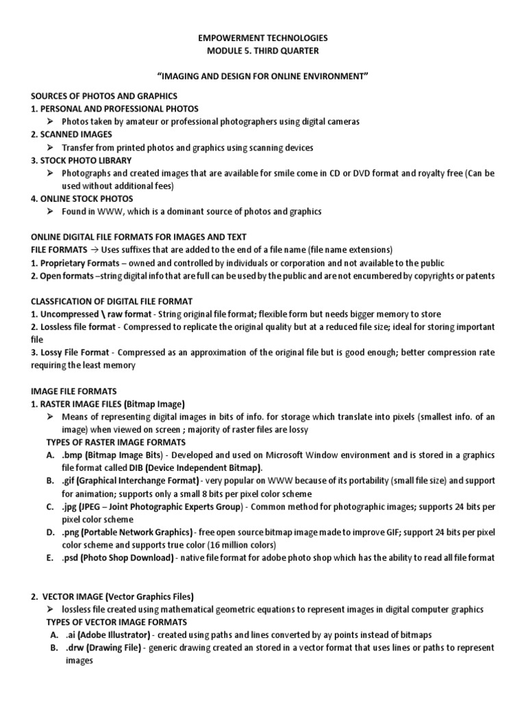 Lesson 5 Imaging and Design For Online Environment | PDF | Data ...