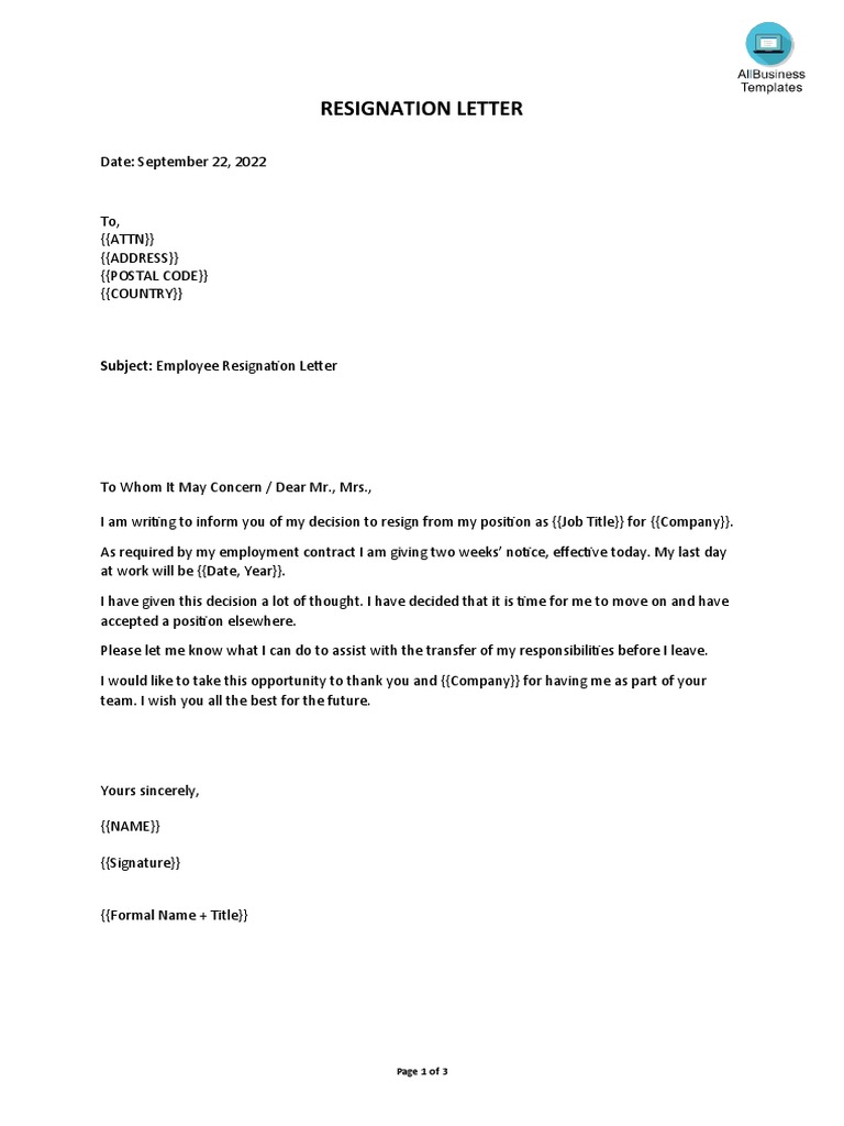 Employee Resignation Letters | PDF | Employment | Business