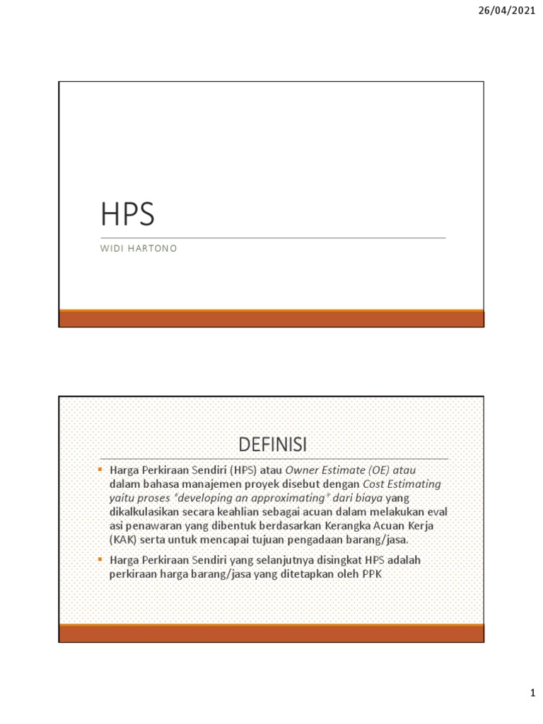 Analisis Mengenai Penetapan Harga Perkiraan Sendiri (HPS) | PDF
