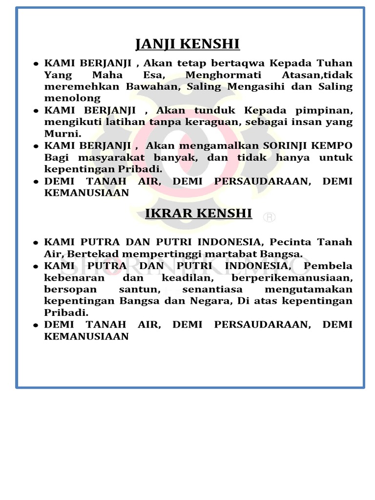 Janji Ikrar Kenshi 2022 Besar | PDF