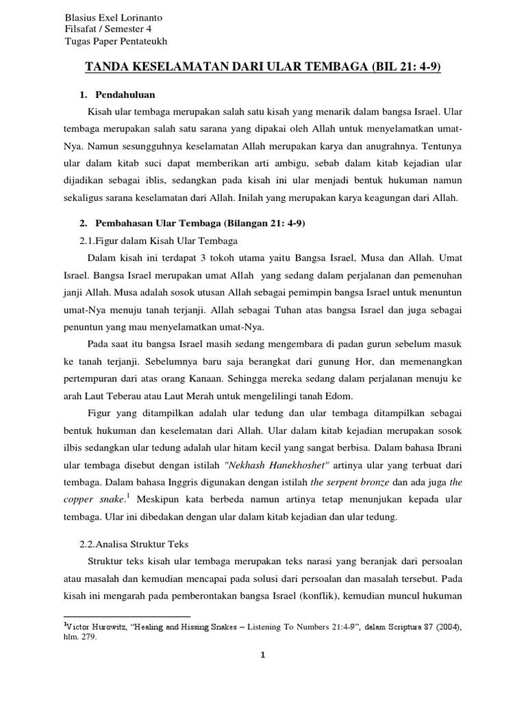 Analisa Kitab Pentateukh Ulasan Tentang Ular Tembaga Pdf