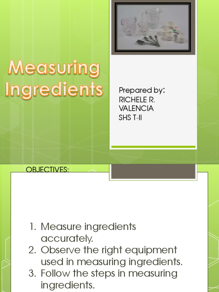 Measuring Ingredients | PDF | Spoon | Foods
