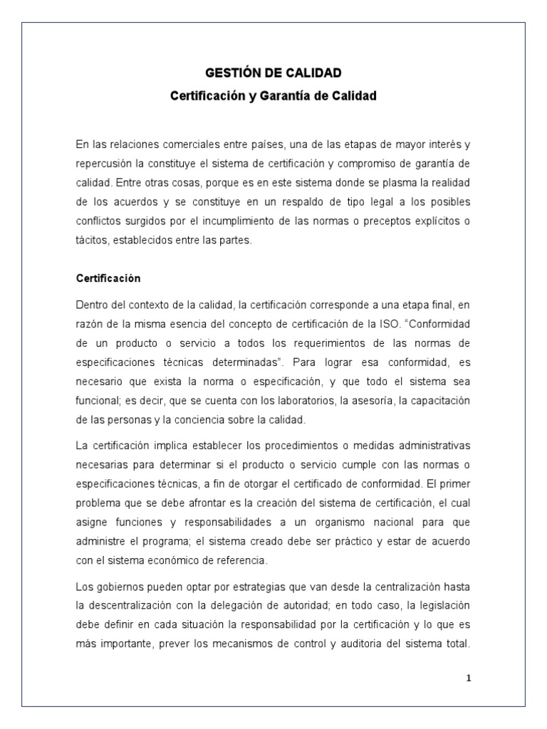 Certificacion y Garantia de Calidad C3 | PDF | Calidad (comercial ...