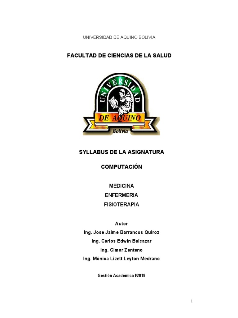 Syllabus Computación UDABOL 2018 | PDF | Microsoft Windows | Circuito ...