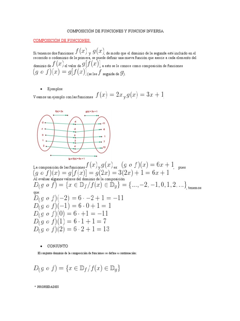 Composición de Funciones y Funcion Inversa | PDF | Función (Matemáticas ...