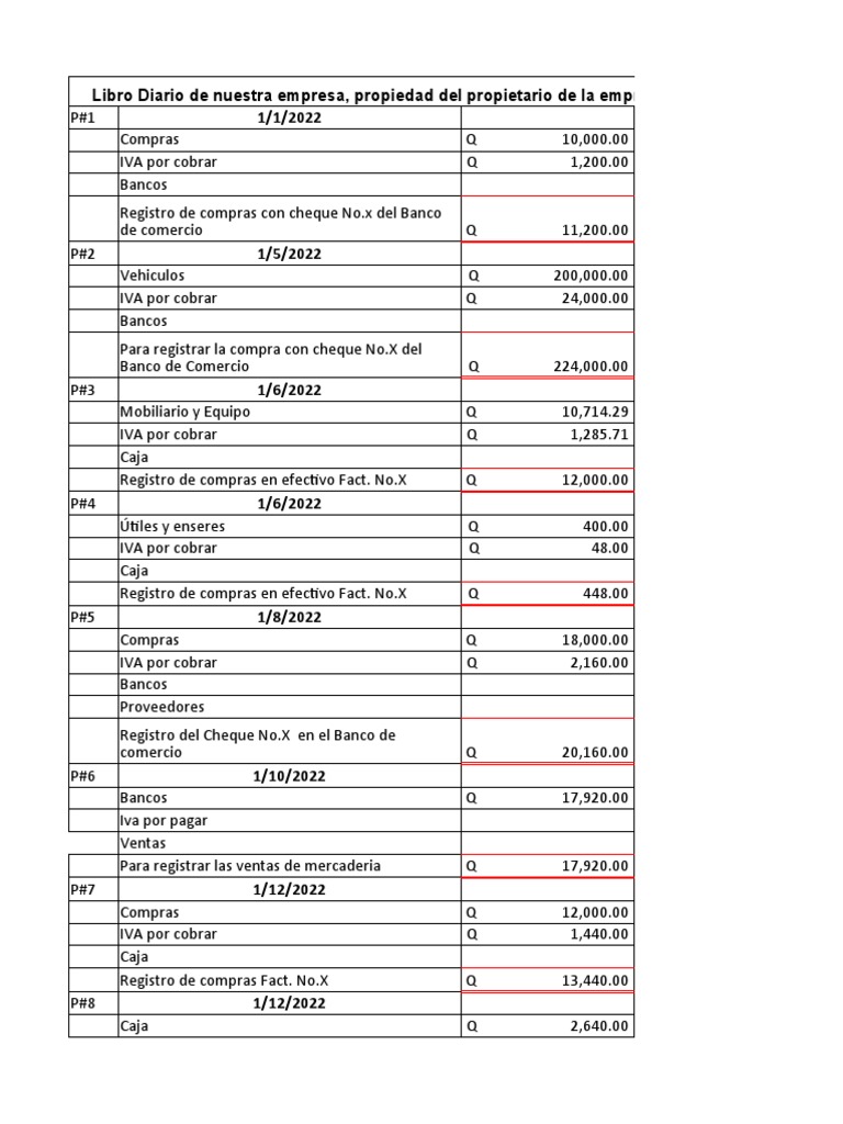 Libro Diario Contabilidad 2 | PDF | Bancos | Cheque