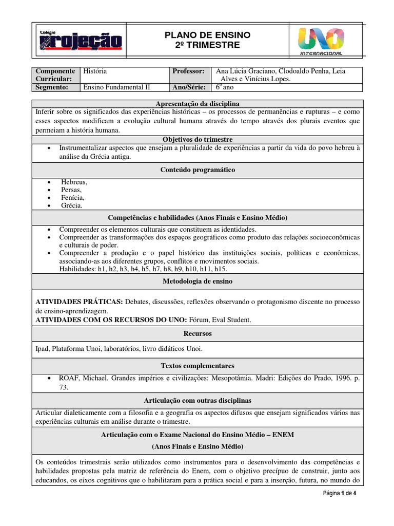 Plano de Ensino 2 - Geografia | PDF | Geografia | Science
