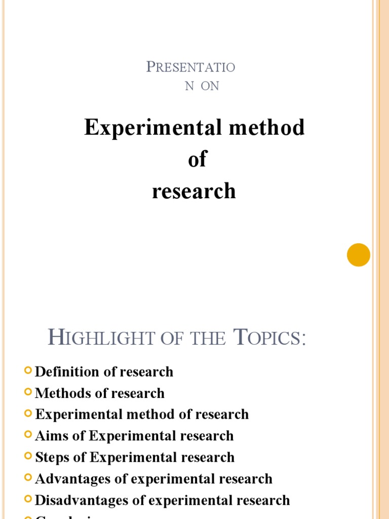 Expiremental Method | PDF | Experiment | Scientific Method