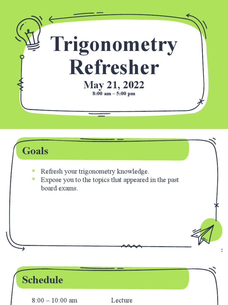 Trigonometry Refresher Presentation | PDF | Triangle | Trigonometric ...