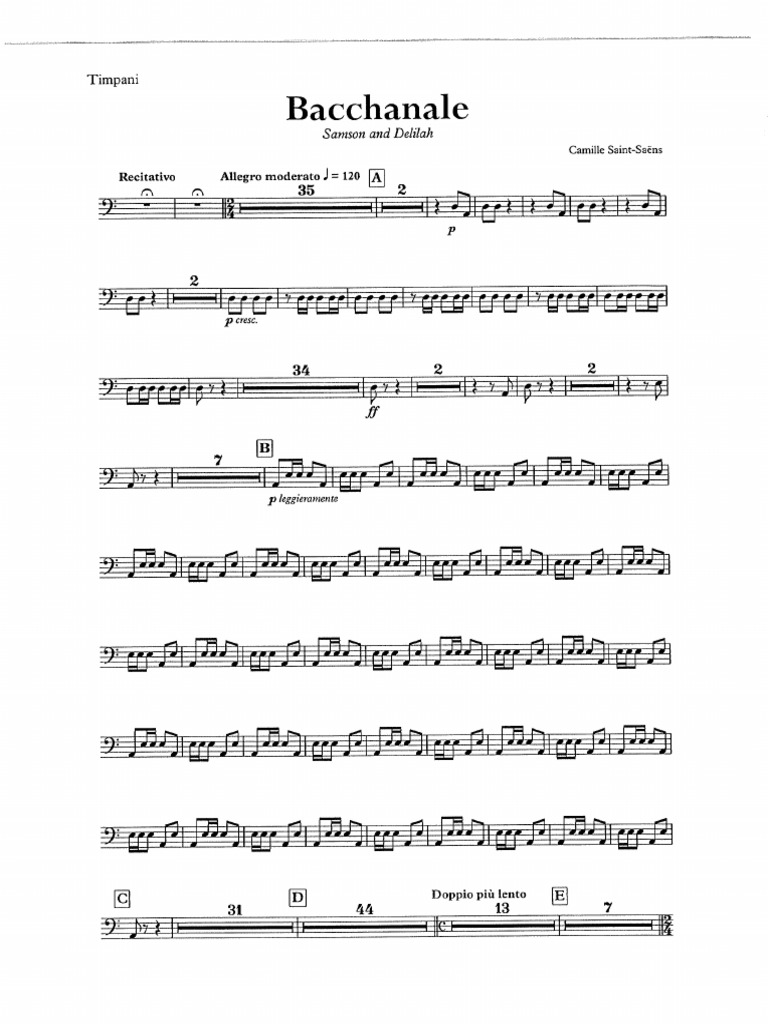 Danse Bacchanale (Timpani y Percusión Menor) | PDF