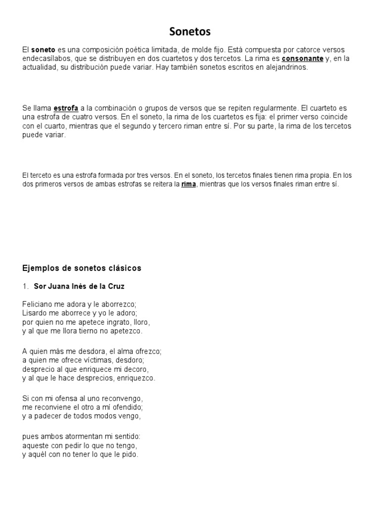 Sonetos | PDF | Sonetos | Teoría literaria