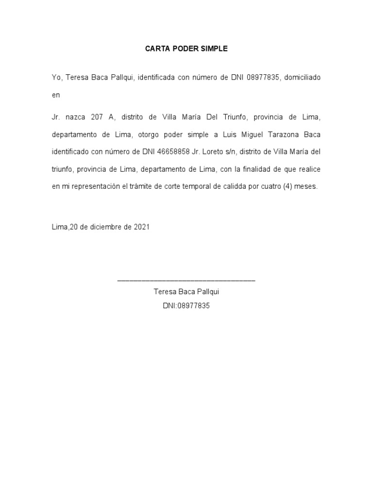 Carta Poder Simple | PDF