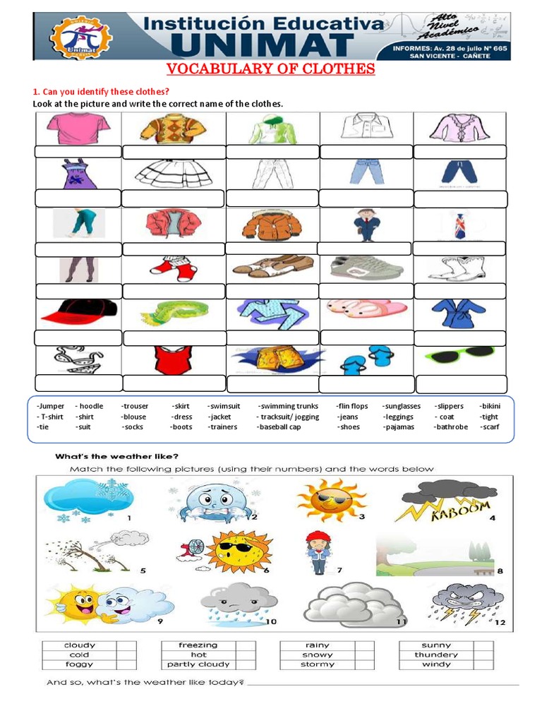 Vocabulary of Clothes | PDF