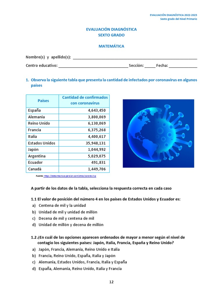 Evaluación Diagnóstica 2022 6to Grado 13 15 Pdf 5040