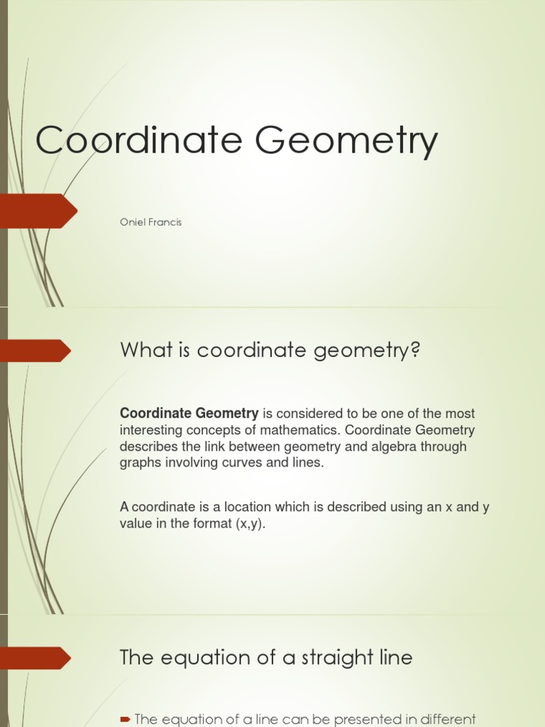Coordinate Geometry 1 | PDF | Slope | Analytic Geometry