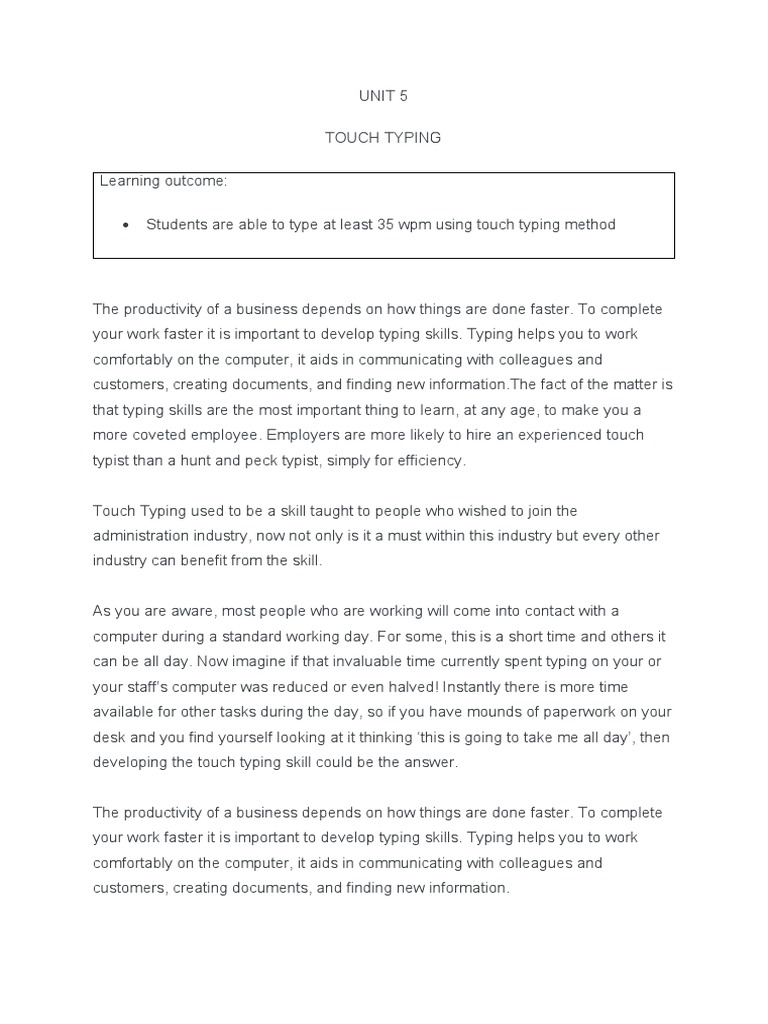 Touch Typing | PDF | Equipment | Input/Output