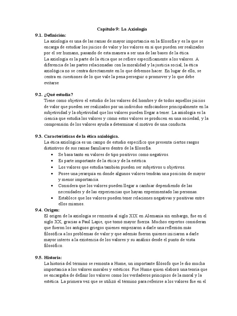Capítulo 9 y 10 - Erick | PDF | Axiología | Movimientos filosóficos