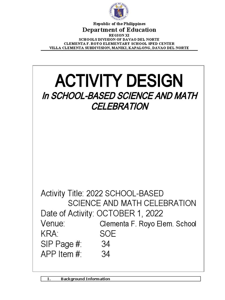 Activity Design SCIMATH 2022 | PDF | Science | Teachers