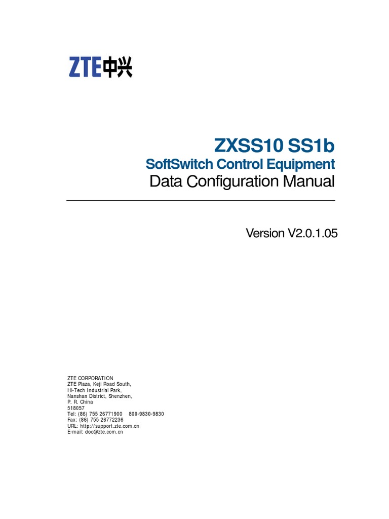 17-ZXSS10 SS1b Softswitch Control Equipment Data Configuration Manual | PDF | Session Initiation ...