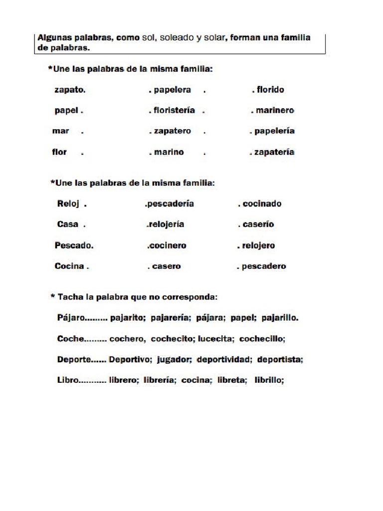 Actividades de Familia de Palabras | PDF