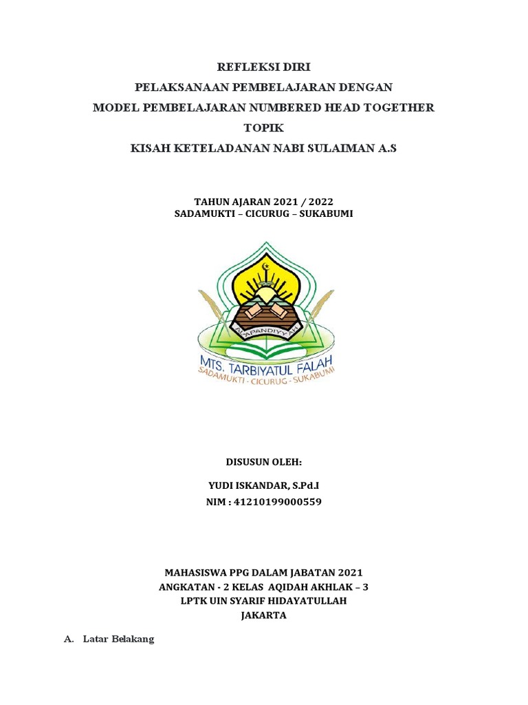 Refleksi Pengembangan Diri NHT | PDF