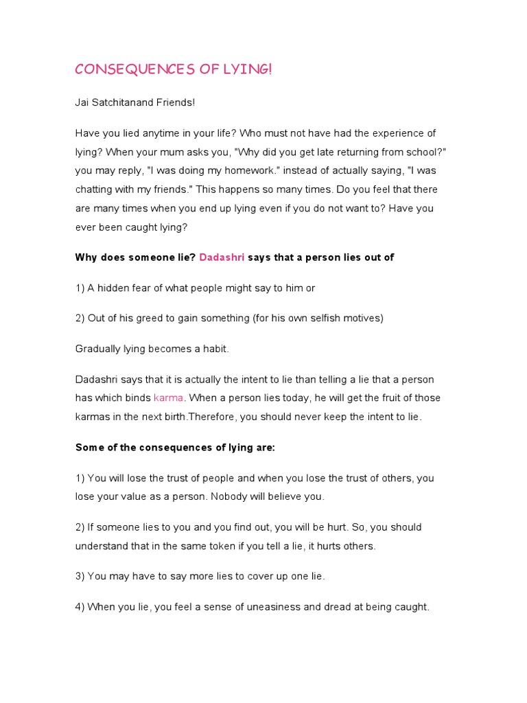 Consequences of Lying | PDF | Forgiveness