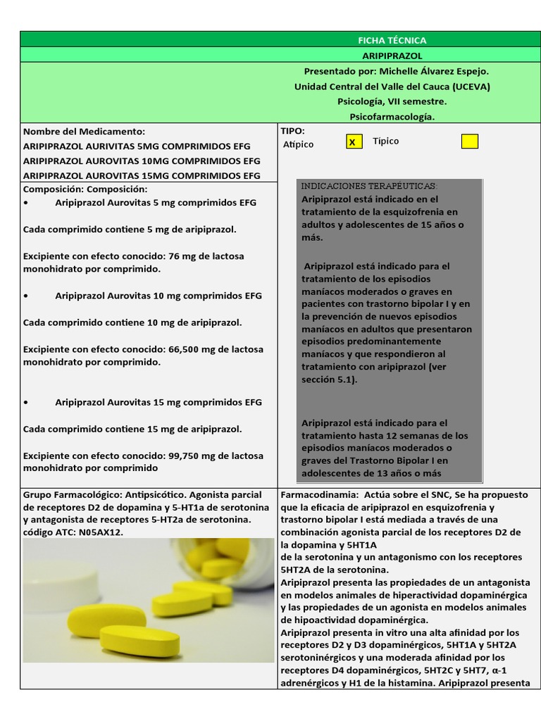 Aripiprazol: Usos, Efectos y Composición | PDF | Tratamientos médicos ...