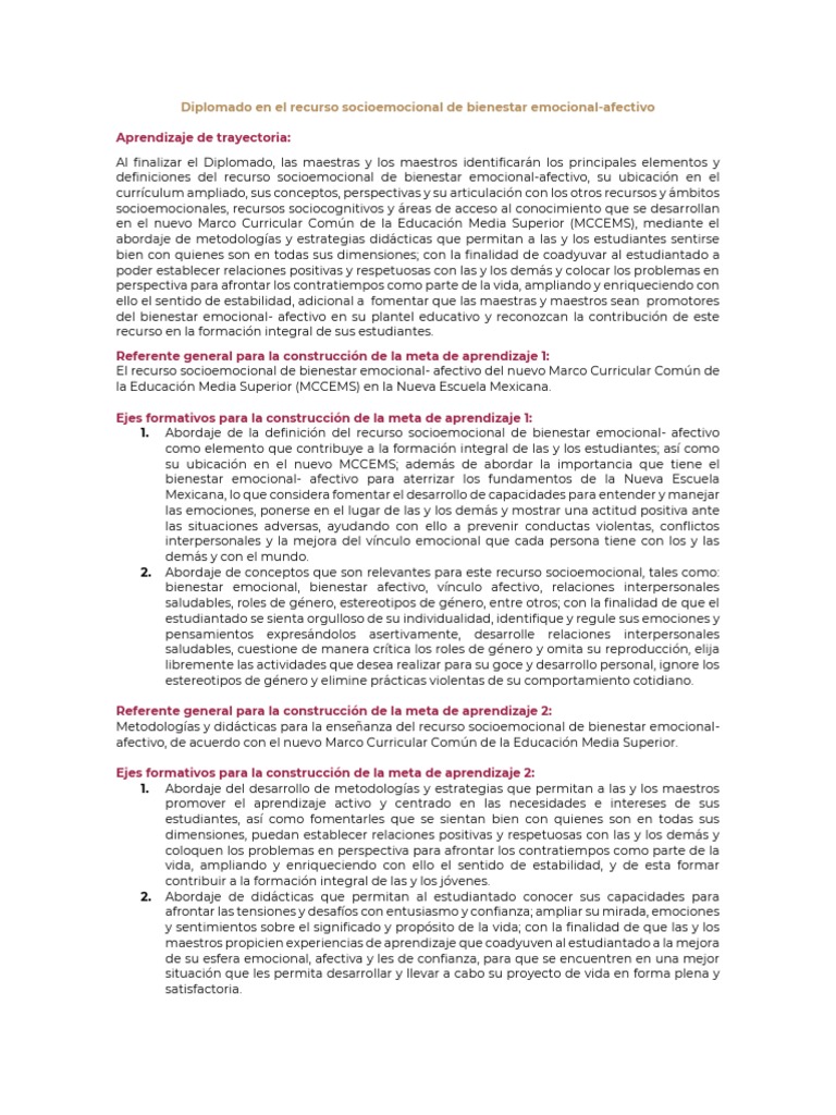 58 - DipGen Bienestar Emocional | PDF | Las emociones | Plan de estudios