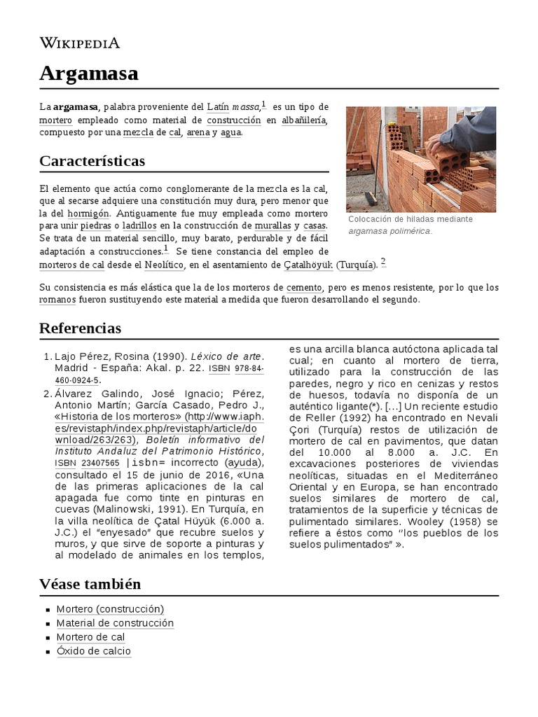 Argamasa | Descargar gratis PDF | Mortero (Albañilería) | Sectores ...