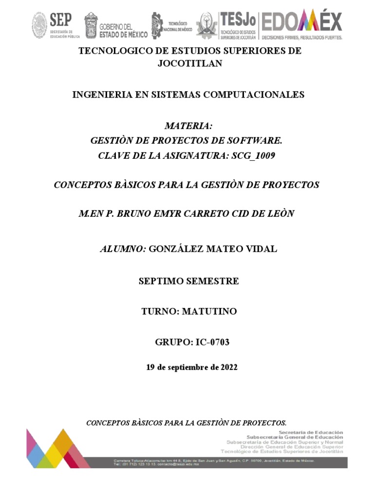 1.1 Conceptos Básicos para La Gestión de Proyectos | PDF | Gestión de ...