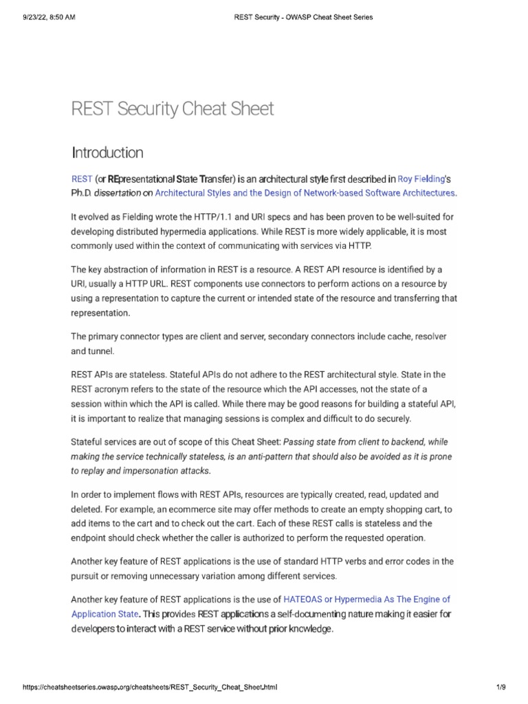 REST Security Cheatsheet | PDF